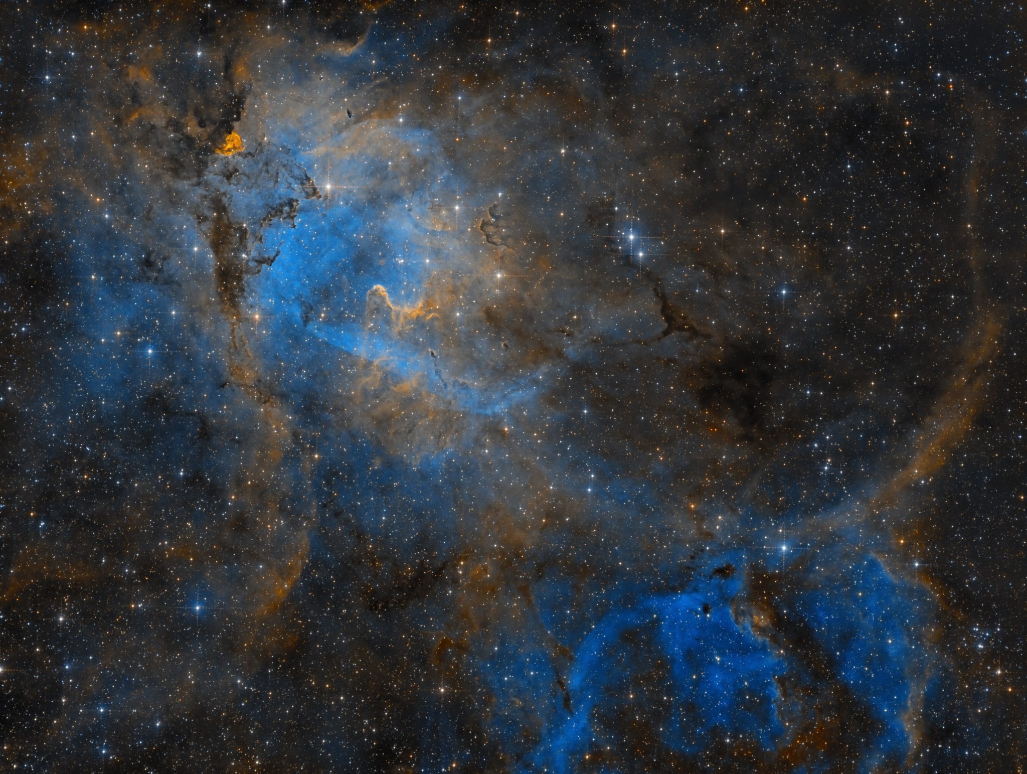 Lion Nebula (Sh2-132) in SHO - astrophotos.se